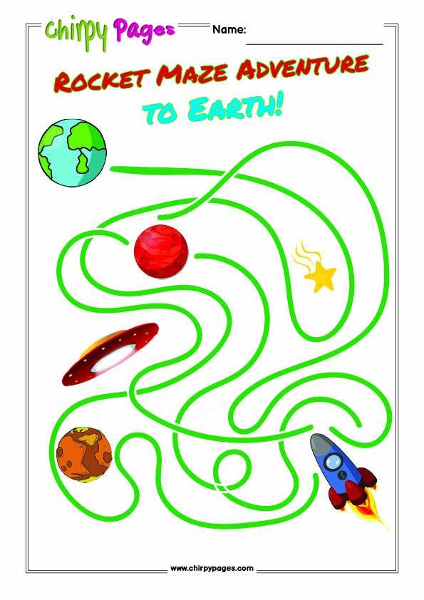 Free Space Mazes for Kids For A Fun Rocket Adventure - Chirpy Pages