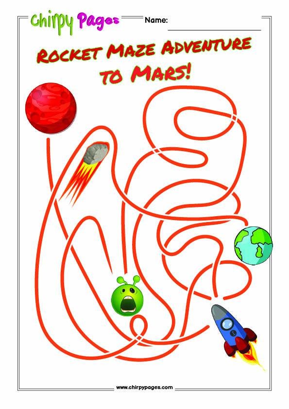 Free Space Mazes for Kids For A Fun Rocket Adventure - Chirpy Pages