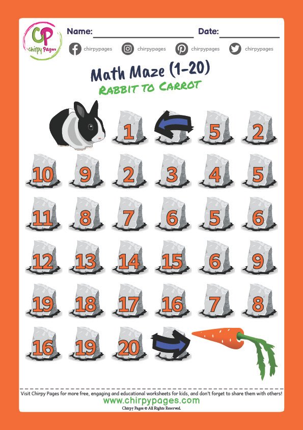 Math Maze – Counting Mazes For Kids - Chirpy Pages