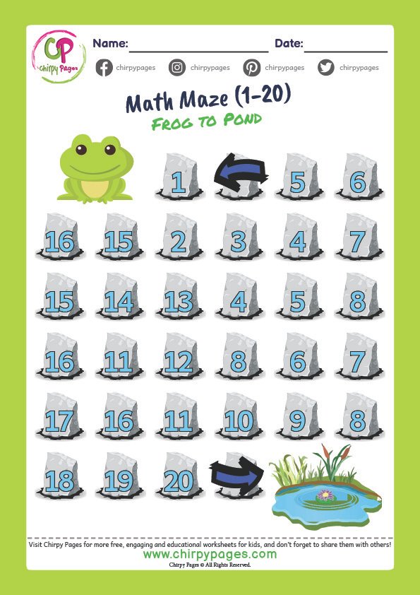 Math Maze – Counting Mazes For Kids - Chirpy Pages