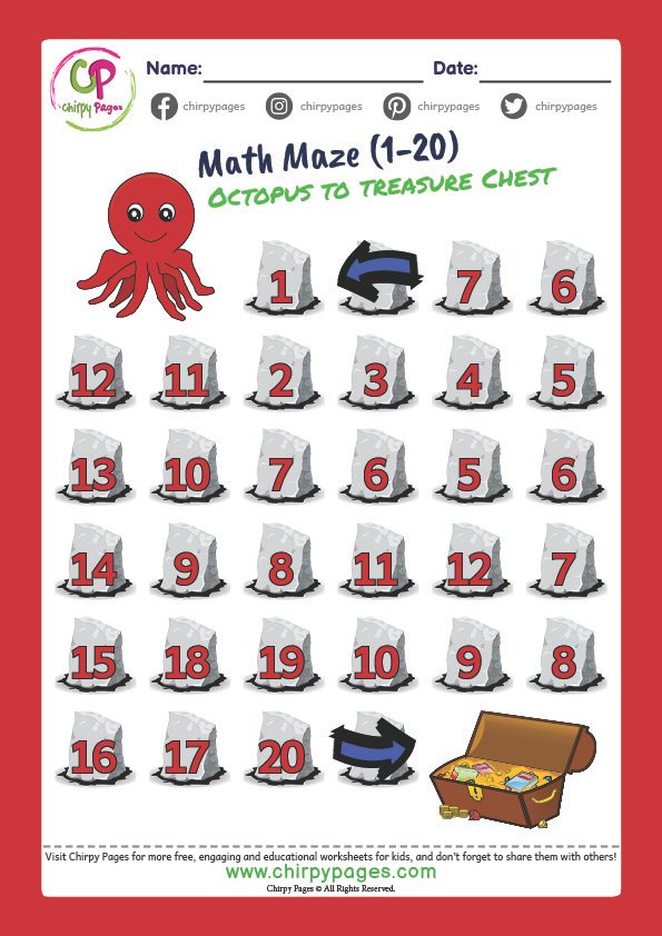 Math Maze – Counting Mazes For Kids - Chirpy Pages