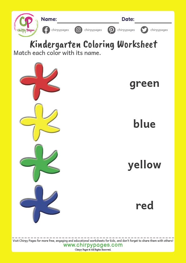 Color Worksheets For Kindergarten – Free Printables - Chirpy Pages