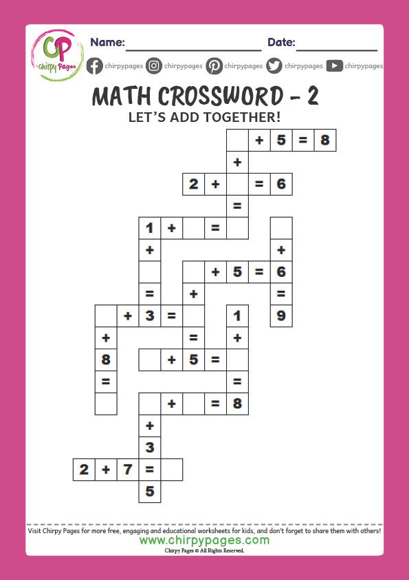 Addition Math Crosswords For Kids – Make Math Exciting With Puzzles